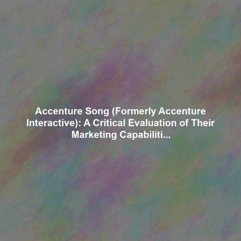 Accenture Song & the Big Six: Strengths, Weaknesses & Standing